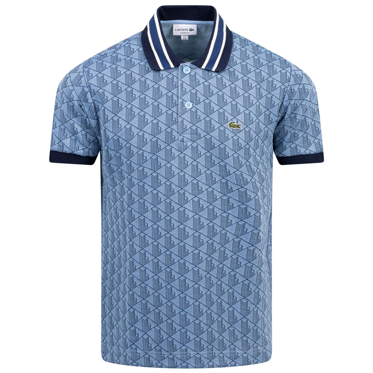Lacoste Classic Fit Monogram Motif Polo Light Blue | TRENDYGOLF.COM