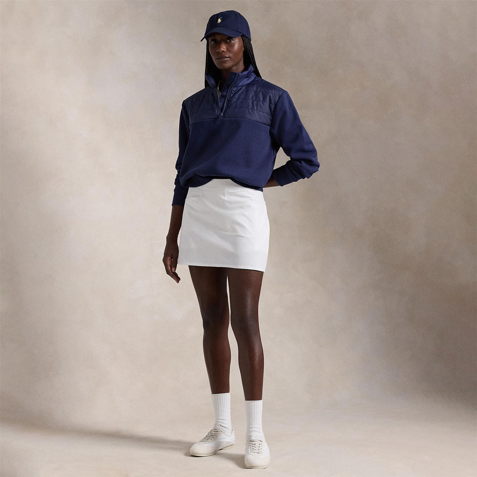 Ralph Lauren RLX Cotton Half Zip Hybrid Jacket Refined Navy | TRENDYGOLF UK