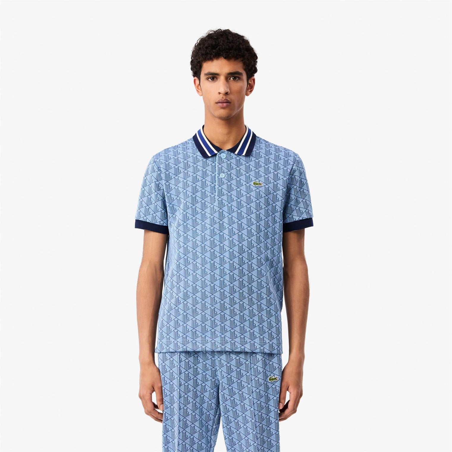 Lacoste Classic Fit Monogram Motif Polo Light Blue | TRENDYGOLF.COM