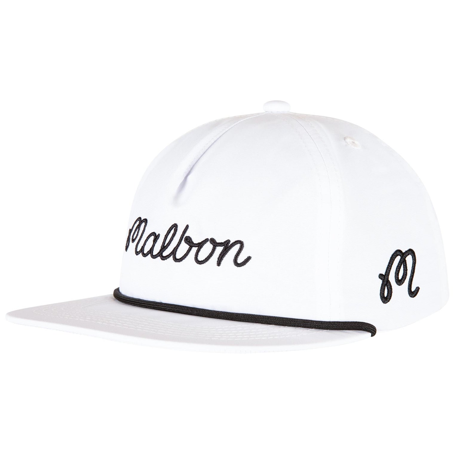 Malbon Golf Evergreen Nylon Rope Hat White | TRENDYGOLF UK
