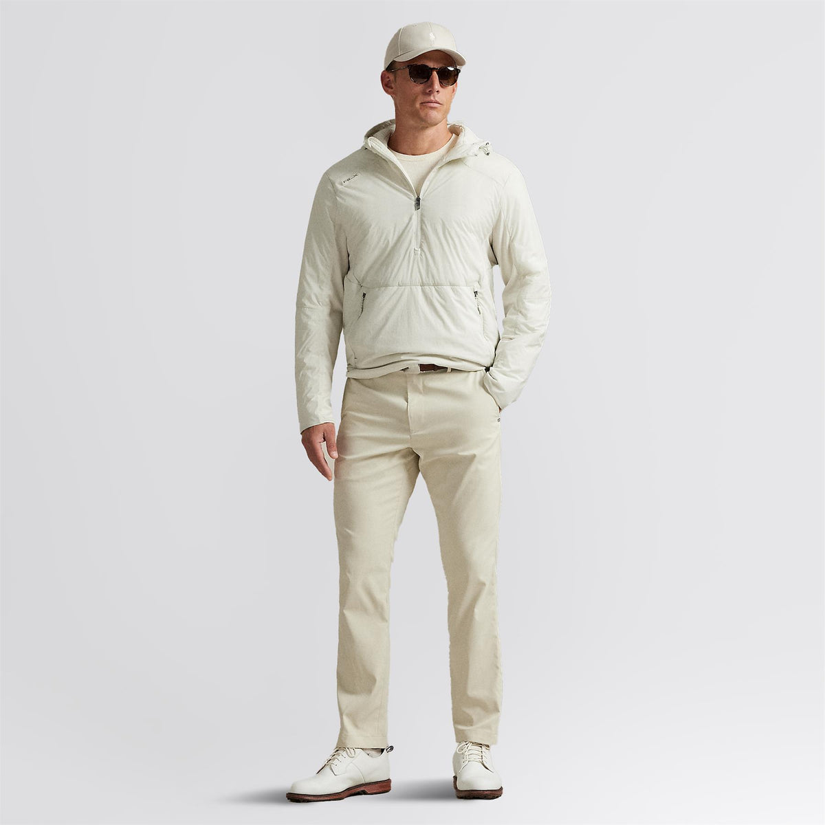 Ralph Lauren RLX Hooded Half Zip Jacket Stone Pebble | TRENDYGOLF UK