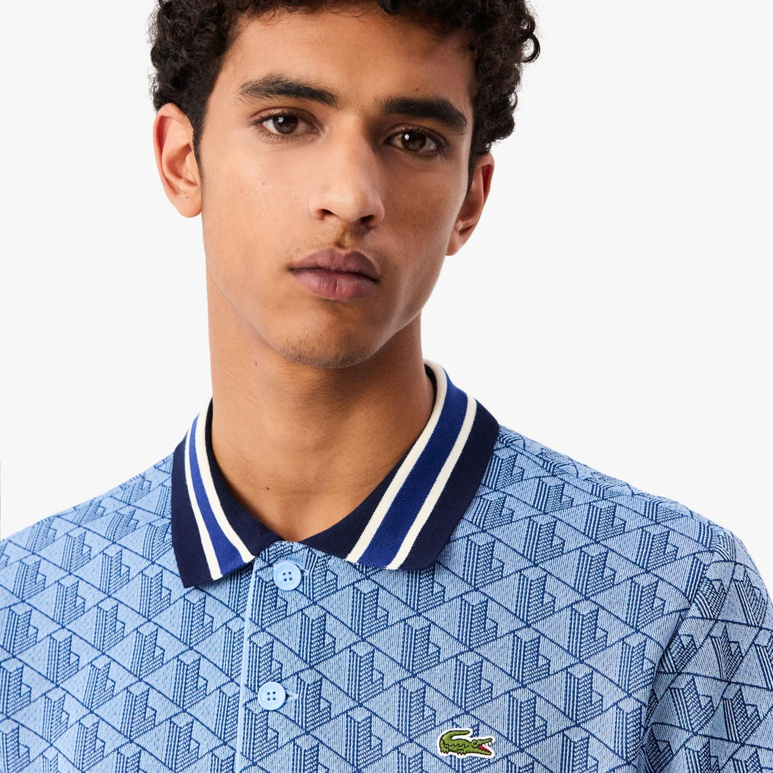 Lacoste Classic Fit Monogram Motif Polo Light Blue | TRENDYGOLF.COM