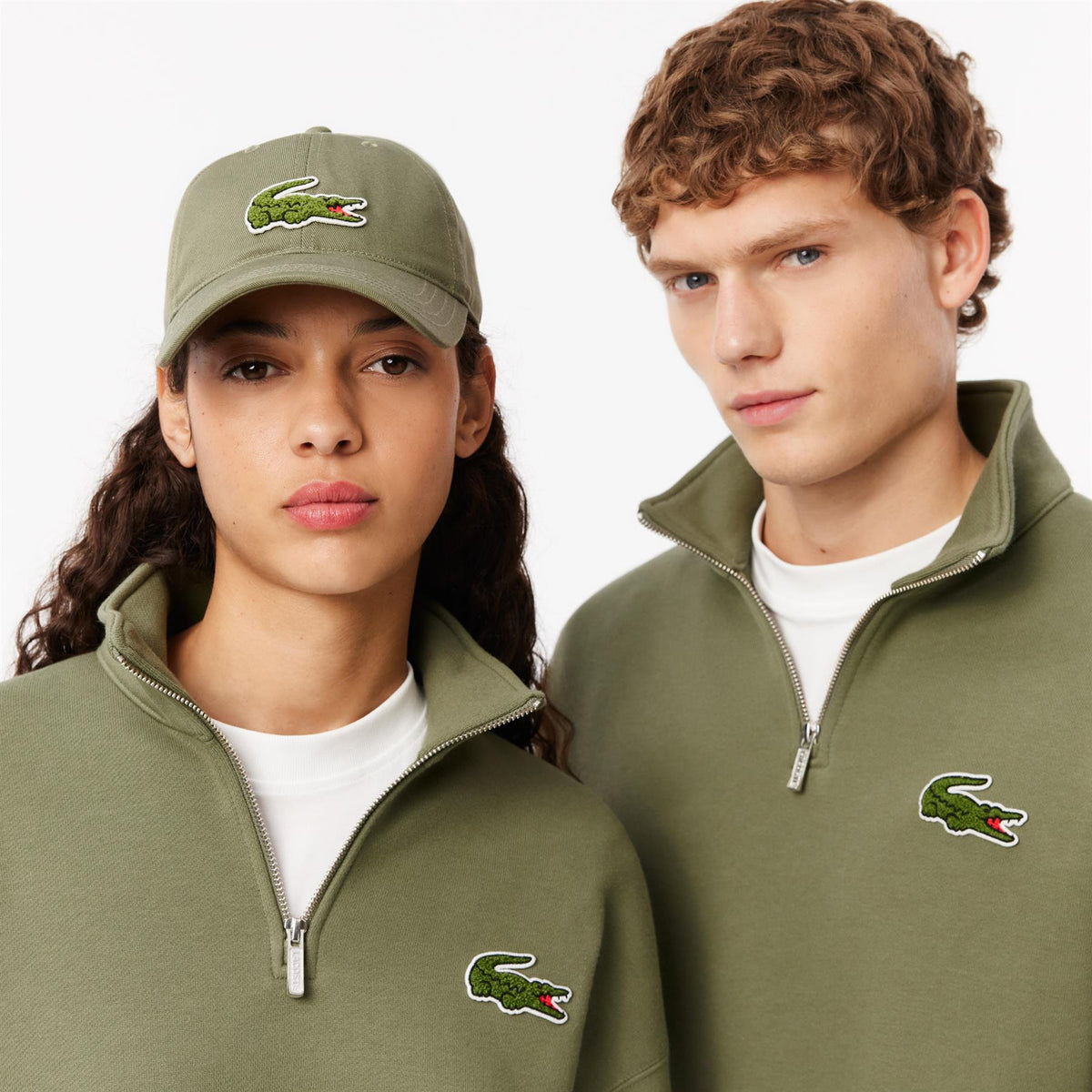 Lacoste Signature Croc QZ Cotton Mid Layer Green | TRENDYGOLF.COM