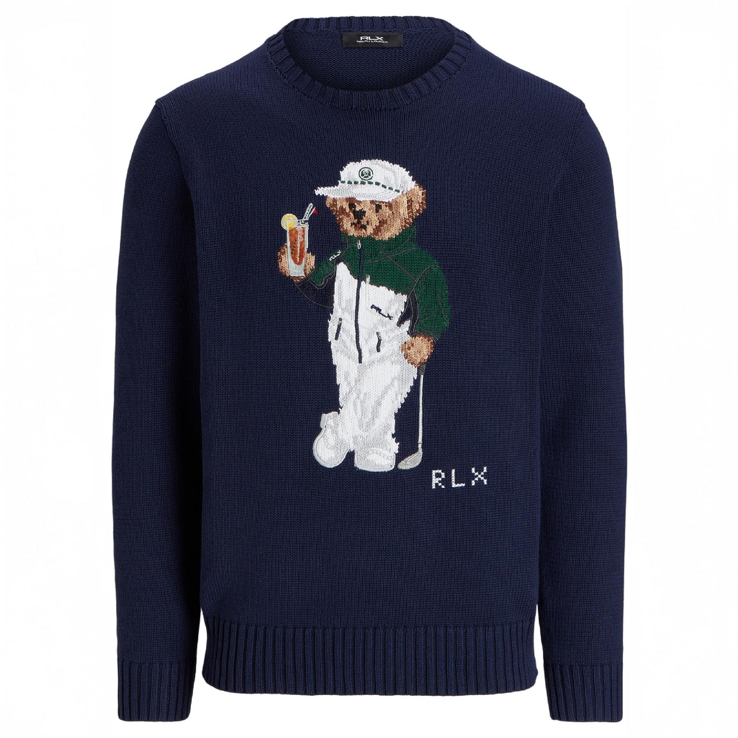 Ralph Lauren RLX Bear Cotton Knit Sweatshirt Refined Navy | TRENDYGOLF UK