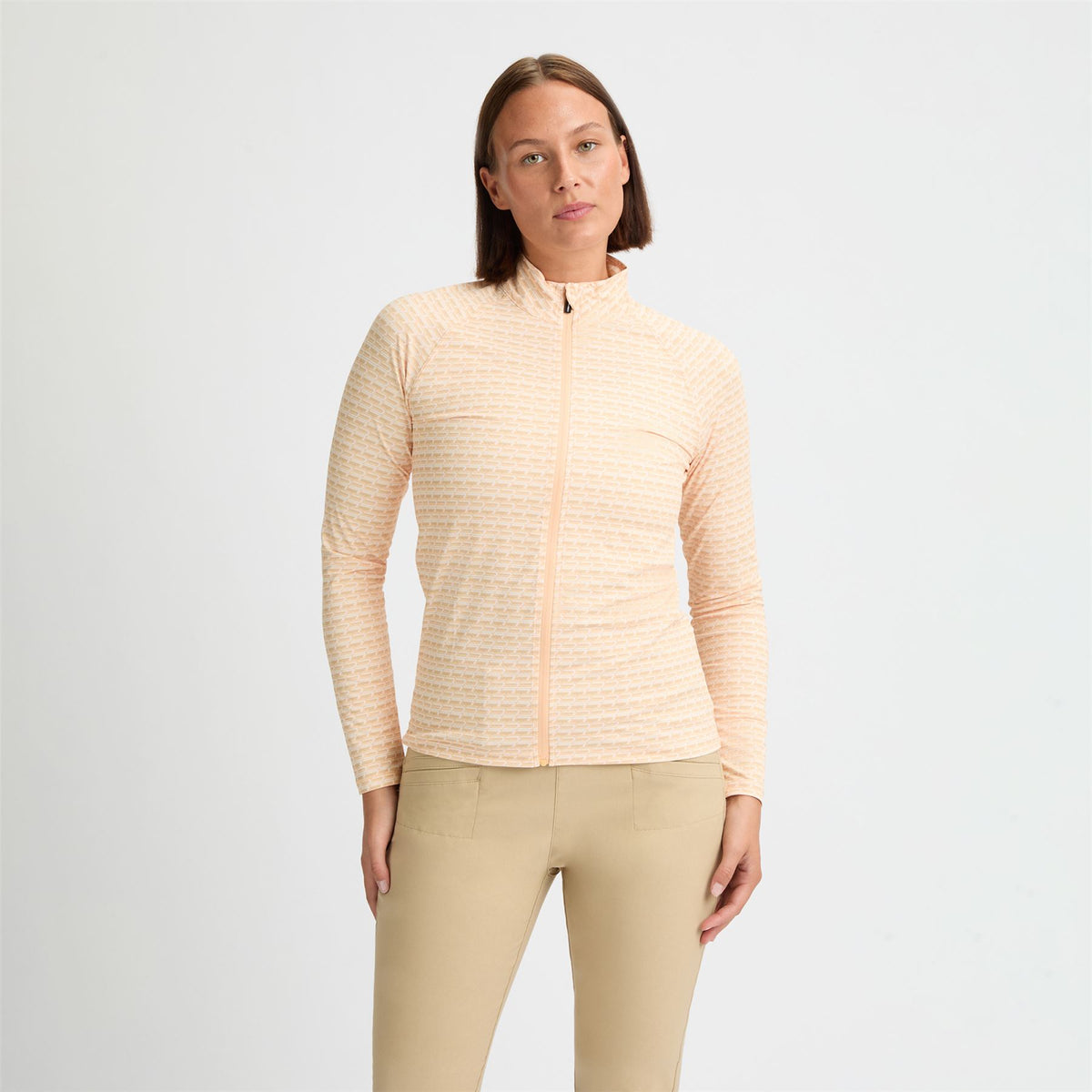 Rohnisch Nicky Full Zip Jacket Monogram Peach | TRENDYGOLF UK