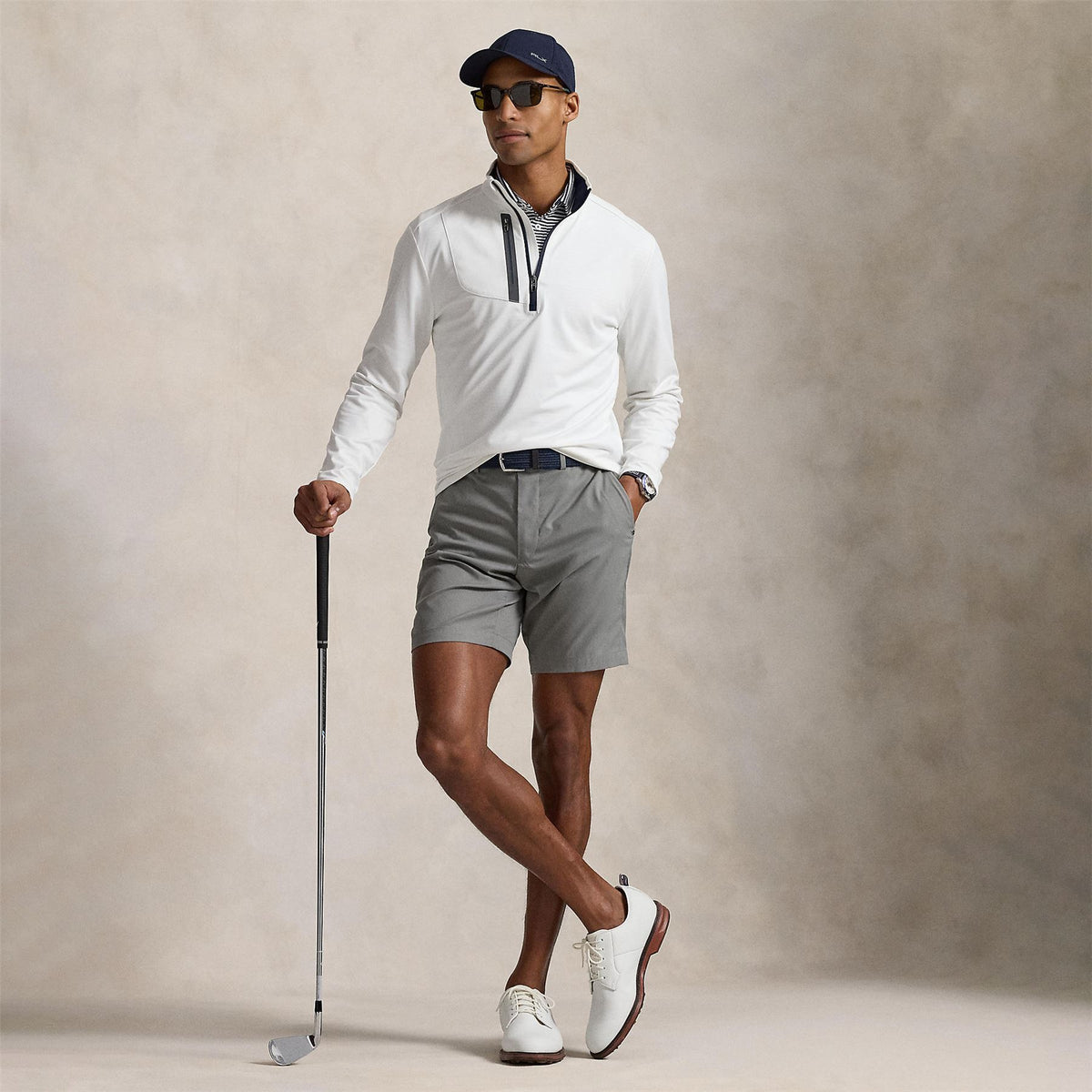 Ralph Lauren RLX Half Zip Stretch Jersey Mid Layer Ceramic White ...