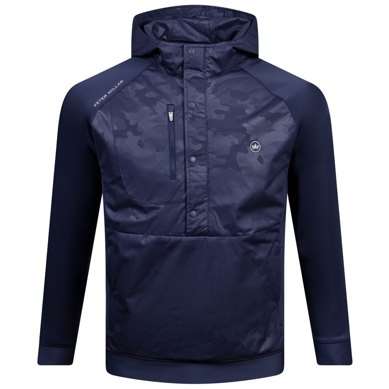 Peter Millar Pursuit Classic Fit Half Snap Hooded Jacket Camo Navy ...